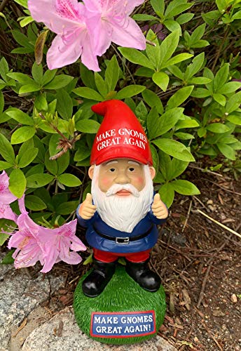 Gnometastic Make Gnomes Great Again Garden Gnome Statue, 9.5 Inches - Indoor or Outdoor Funny Garden Gnomes and Lawn Decoration,