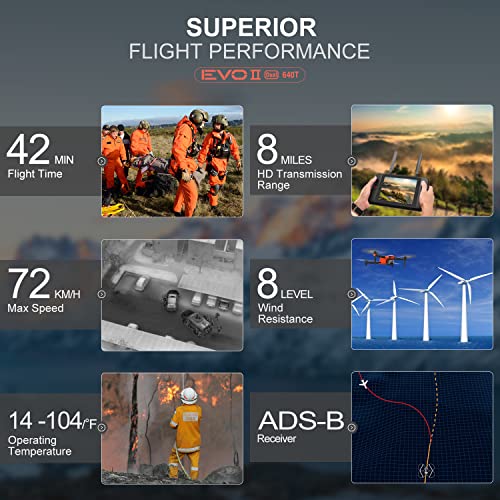 Autel Robotics EVO II Dual 640T Enterprise Bundle, 640*512@30fps Thermal Imaging Sensor&8K Visual Camera, 10+ Multiple Temperature Measurement Modes, 720° No Blind Spot, 42Mins Flight Time, ADS-B Receiver&Data Encryption, F-ree Thermal Analysis Tool, 1-1
