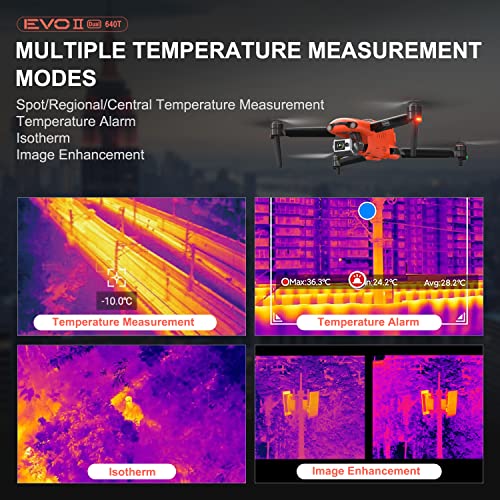 Autel Robotics EVO II Dual 640T Enterprise Bundle, 640*512@30fps Thermal Imaging Sensor&8K Visual Camera, 10+ Multiple Temperature Measurement Modes, 720° No Blind Spot, 42Mins Flight Time, ADS-B Receiver&Data Encryption, F-ree Thermal Analysis Tool, 1-1
