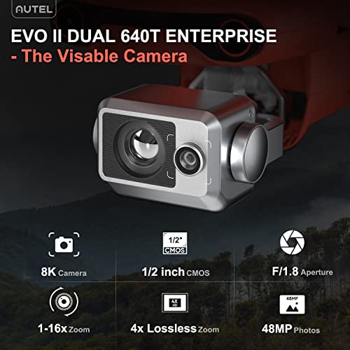 Autel Robotics EVO II Dual 640T Enterprise Bundle, 640*512@30fps Thermal Imaging Sensor&8K Visual Camera, 10+ Multiple Temperature Measurement Modes, 720° No Blind Spot, 42Mins Flight Time, ADS-B Receiver&Data Encryption, F-ree Thermal Analysis Tool, 1-1