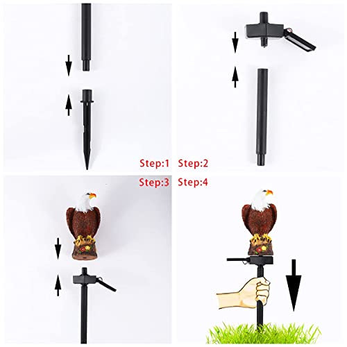 PERFECTOP 2 Pack Solar Eagle Garden Lights, Outdoor Solar Bald Eagle Figurines Decorative Stake Light, Garden Eagle Animal Bird Decor Yard Lawn Pathway Decoration Thanksgiving Christmas Ornament Gift