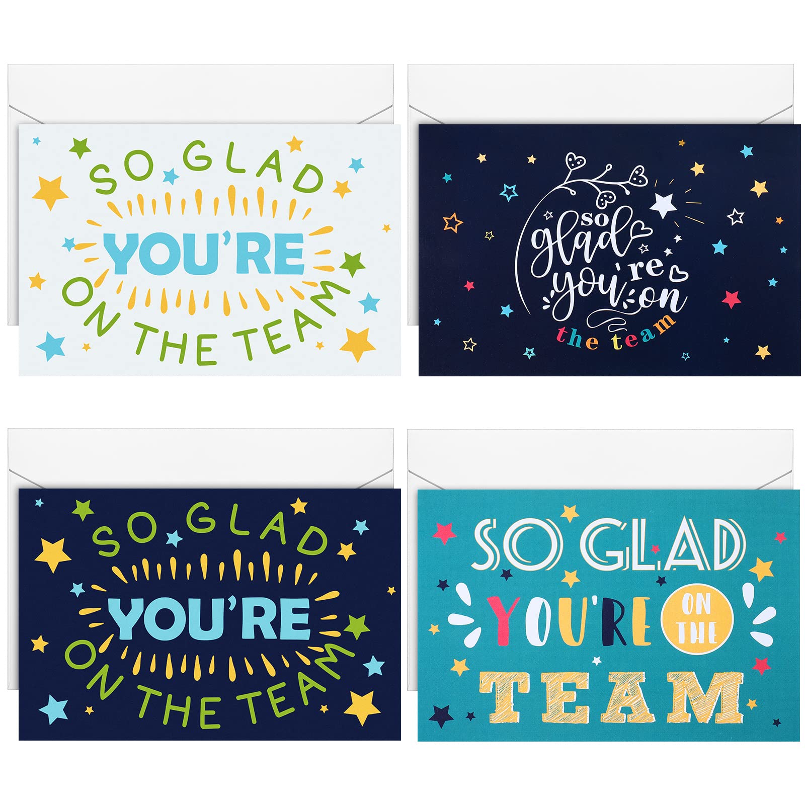 24 Pack Employee Appreciation Encouragement Cards with Envelopes So Glad You're On The Team Business Note Cards Funny Work Greeting Cards Employee Thank You Cards for Gratitude Recognition (Classic)