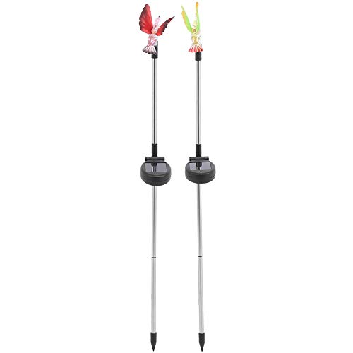 Yosoo123 2pcs/Set Solar Lawn Garden Decoration Bird Lights, LED Color-Changing Optical Fiber Hummingbird Ground Plug Ground Plug Lamp