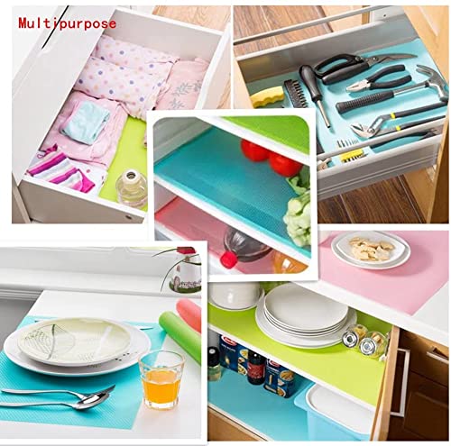 8 Pcs Refrigerator Liners, Washable Mats Covers Pads,Home Kitchen Gadgets Accessories Organization for Top Freezer Glass Shelf Wire Shelving Cupboard Cabinet Drawers 4Blue+2Green+2Red