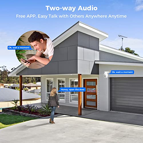 Hiseeu Security Camera Wireless Outdoor, 5MP Color Night Vision WiFi Surveillance Camera Pan/Tilt with Motion Detection/Siren/Light Alarm, 2-Way Audio, IP66 Weatherproof, Work with Echo Show