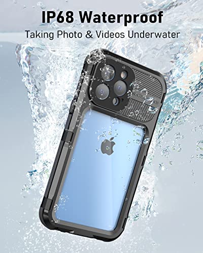 WIFORT iPhone 13 Pro Max Waterproof Metal Case - Built-in [Screen Protector][15FT Military Grade Shockproof][IP68 Water Proof], Full Body Aluminum Protective Dropproof Cover, 6.7" Black