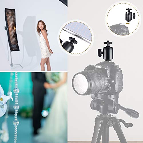 UTEBIT 2 Pack DSLR Camera Tripod Ball Head with Hot Shoe Mount Adapter 360° Panoramic Mini Ball Head 1/4" Screw Thread Compatible for Vive Flash Light