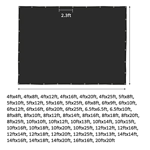 Shade Cloth 90% Sunblock Net 4x12ft 5x25ft 6x20ft 8x25ft 12x12ft Black UV Resistant Shade Cover Net with Grommets for Garden Plants Growing Privacy Screen Chicken Coop (Size : 6ftx25ft)