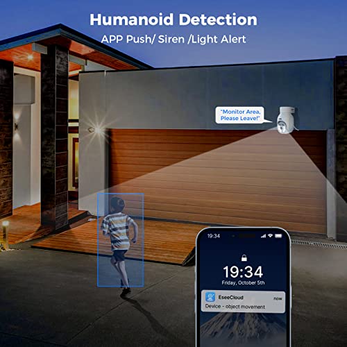Hiseeu Security Camera Wireless Outdoor, 5MP Color Night Vision WiFi Surveillance Camera Pan/Tilt with Motion Detection/Siren/Light Alarm, 2-Way Audio, IP66 Weatherproof, Work with Echo Show