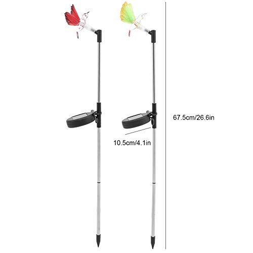 Yosoo123 2pcs/Set Solar Lawn Garden Decoration Bird Lights, LED Color-Changing Optical Fiber Hummingbird Ground Plug Ground Plug Lamp