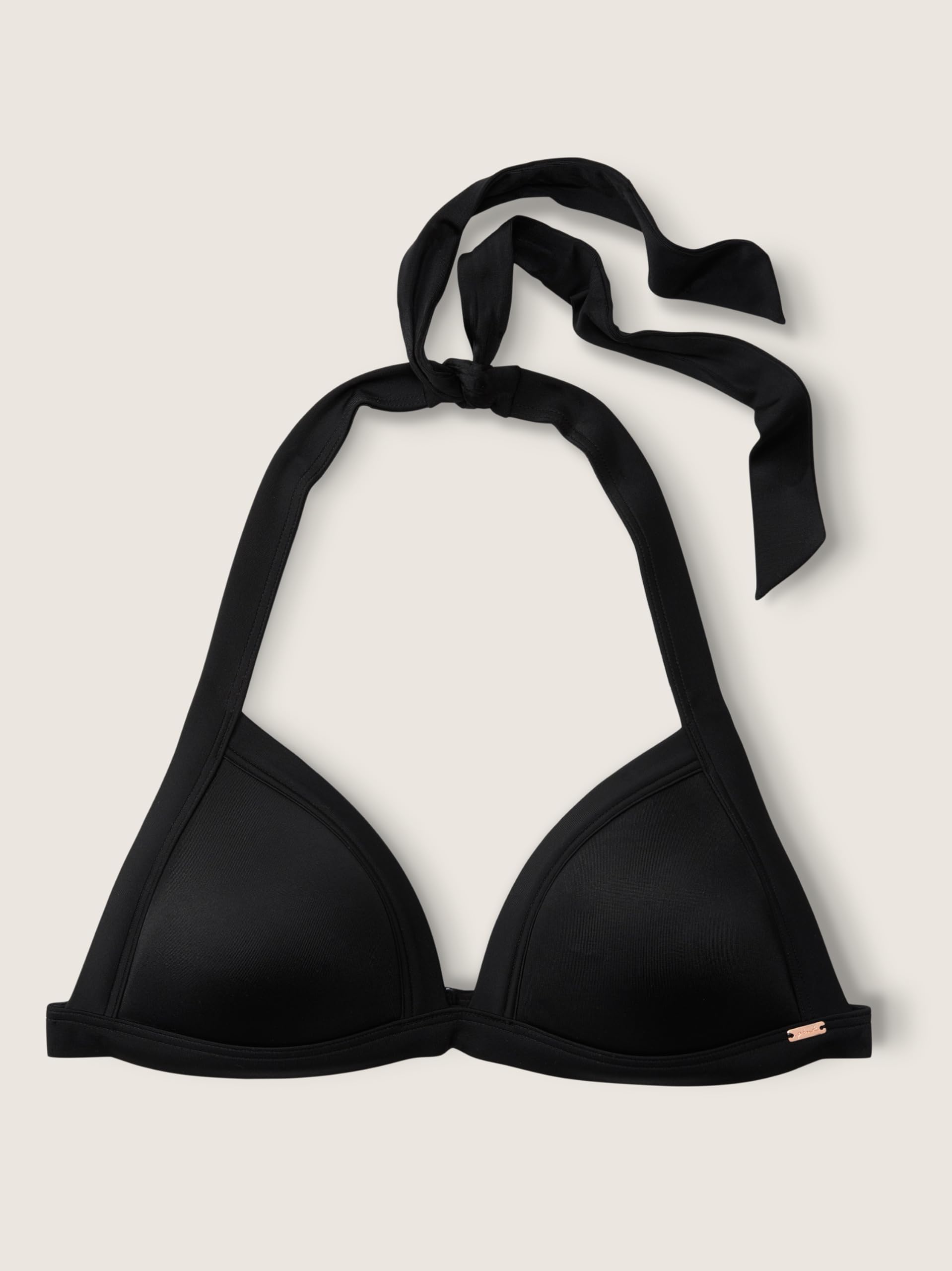 Victoria's Secret Pink Push Up Triangle Bikini Top, Wireless, Womens Swimsuit Top, Pure Black (XXL)