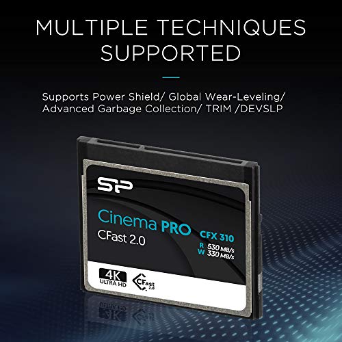 SP 256GB CFast2.0 CinemaPro CFX310 Memory Card, 3500X and up to 530MB/s Read, MLC, for Blackmagic URSA Mini, Canon XC10/1D X Mark II and More