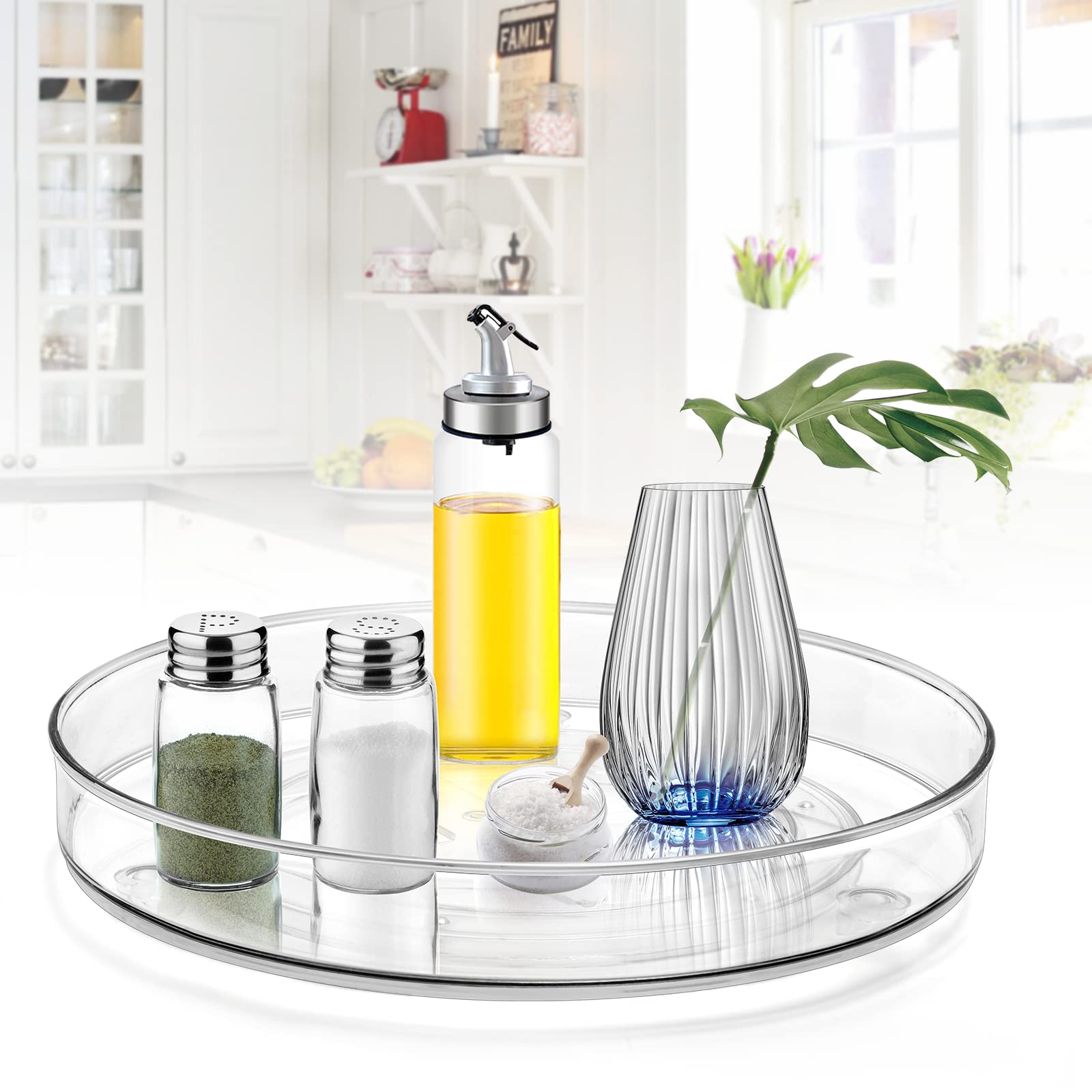 1Pack - 8.6" Clear Lazy Susan Organizer for Cabinet – Quality-Crafted, Durable Turntable Organizer, Bathroom & Cabinet Organizer for Pantry Organization and Storage – Kitchen Organization by TLC Depot