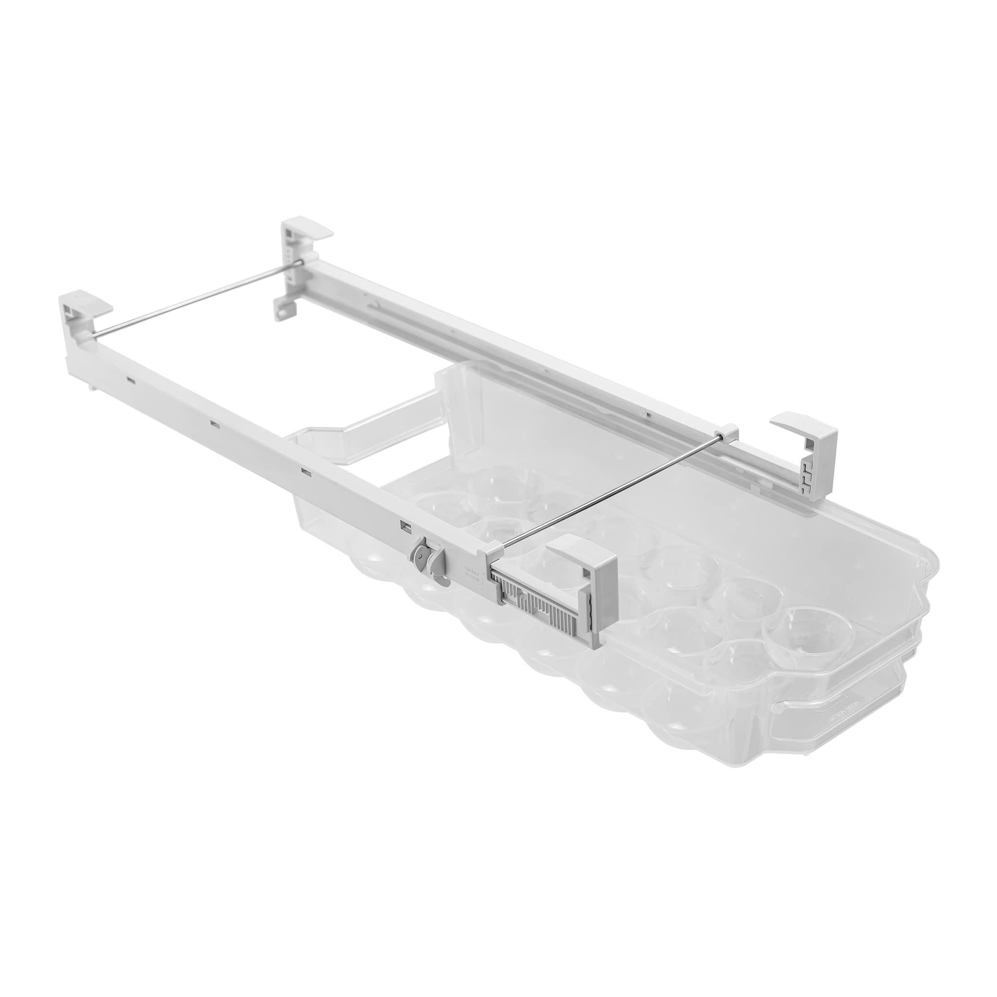 Smart Design Adjustable Sliding Pull Out Egg Drawer - Holds 18 Eggs - BPA Free - Fridge Bin, Refrigerator Holder Box, Clear Plastic Freezer Container, Food Storage Shelf, Organizer Tray - Clear