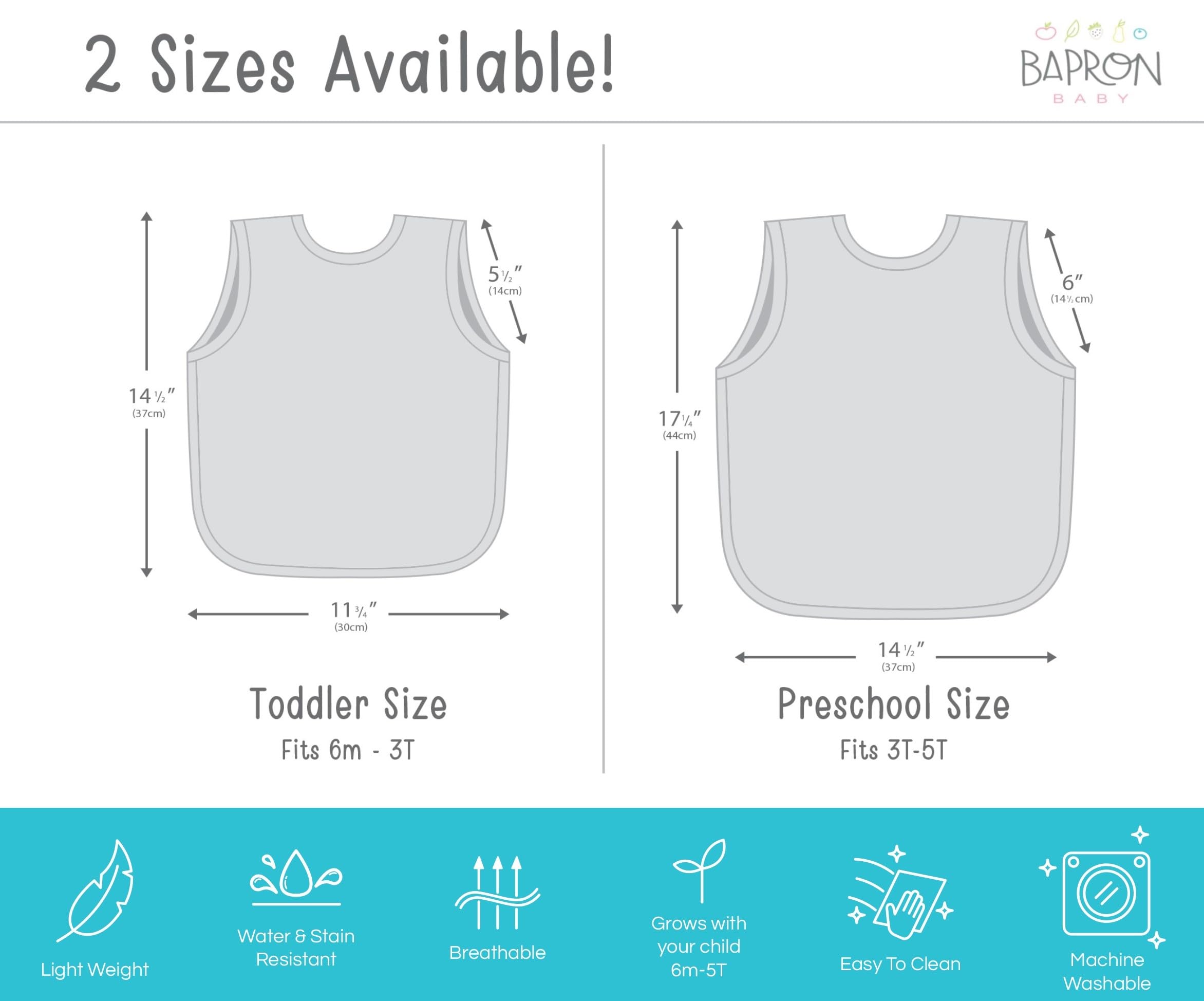 BapronBaby Organic Produce Bapron - Soft Waterproof Stain Resistant Bib - Machine Washable - 6m - 5yr - (Sz Preschool 3-5yrs)