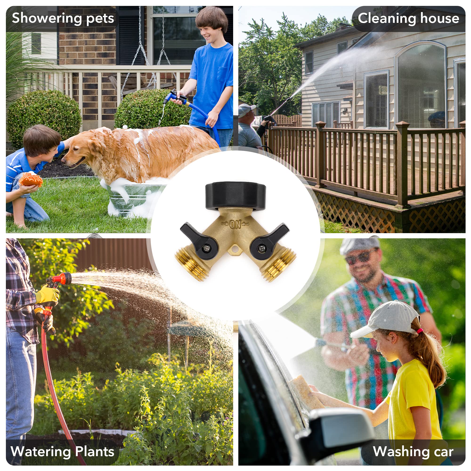 Stanbroil Garden Hose Adapter with 2 Valves, 3/4 Inch Heavy Duty Brass Y Connector Tap Splitter