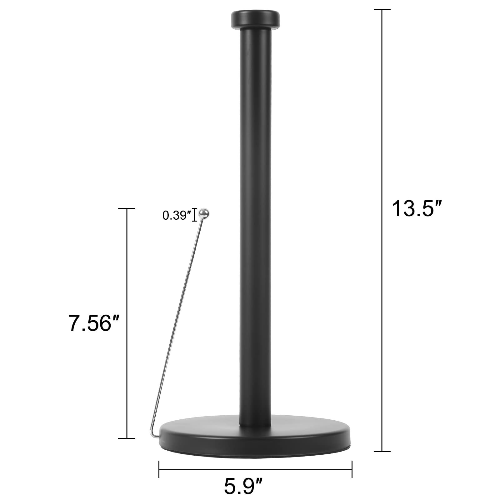Paper Towel Holder, Countertop Stainless Steel Paper Towels Tabletop Standing with Steel Arm for Kitchen Dinning Room - Black