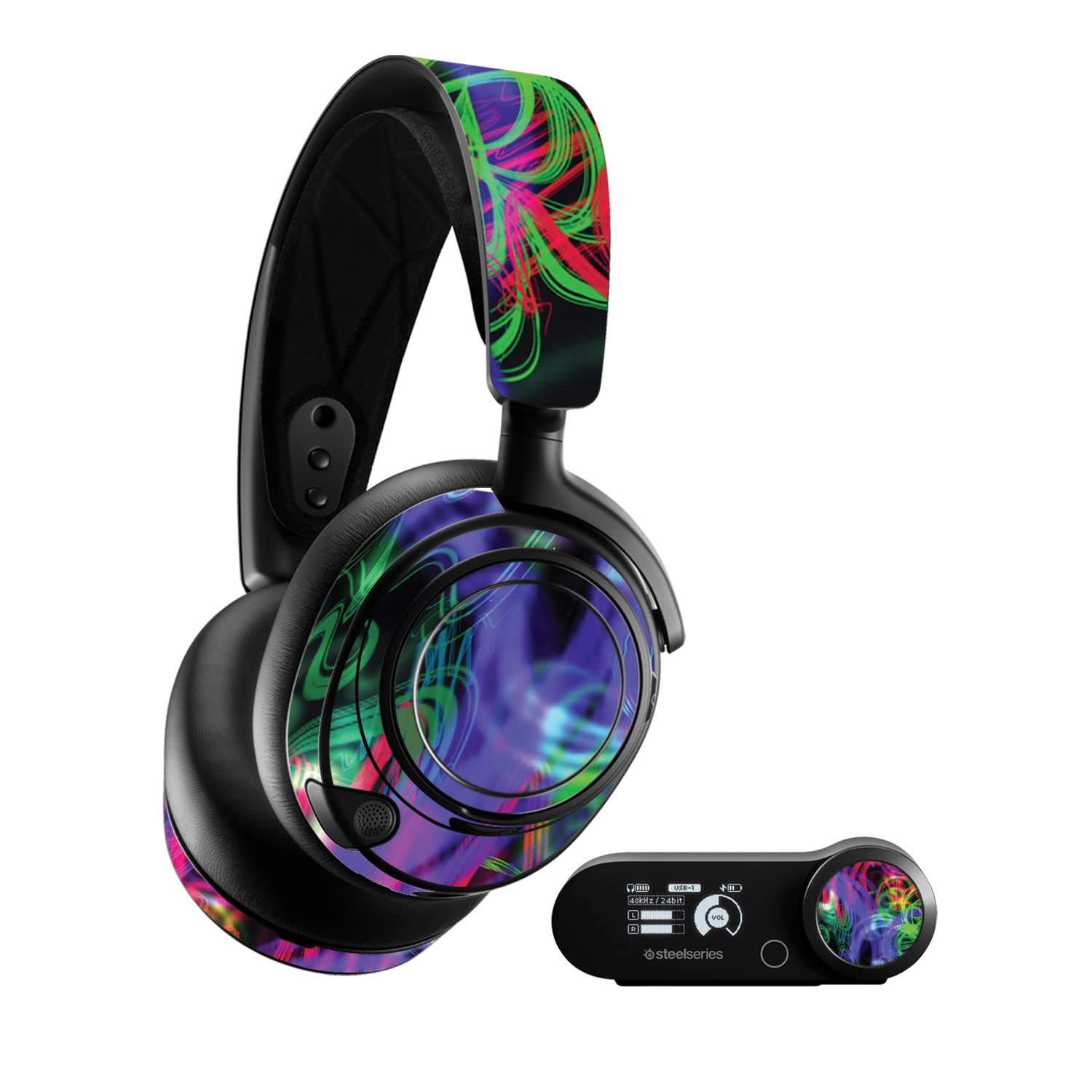 MightySkins Skin Compatible with SteelSeries Arctis Nova Pro - Neon Splatter | Protective, Durable, and Unique Vinyl Decal wrap Cover | Easy to Apply, Remove, and Change Styles | Made in The USA