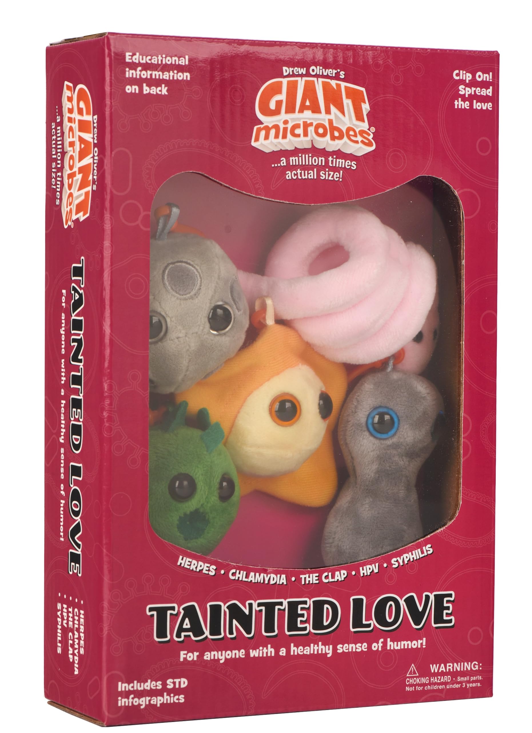 GIANTmicrobes Tainted Love Themed Gift Box - Learn About Health with This 5-Piece Box Set of 3” STIs, Unique Gift for Students, Educators, OBGYNs, and Anyone with a Healthy Sense of Humor
