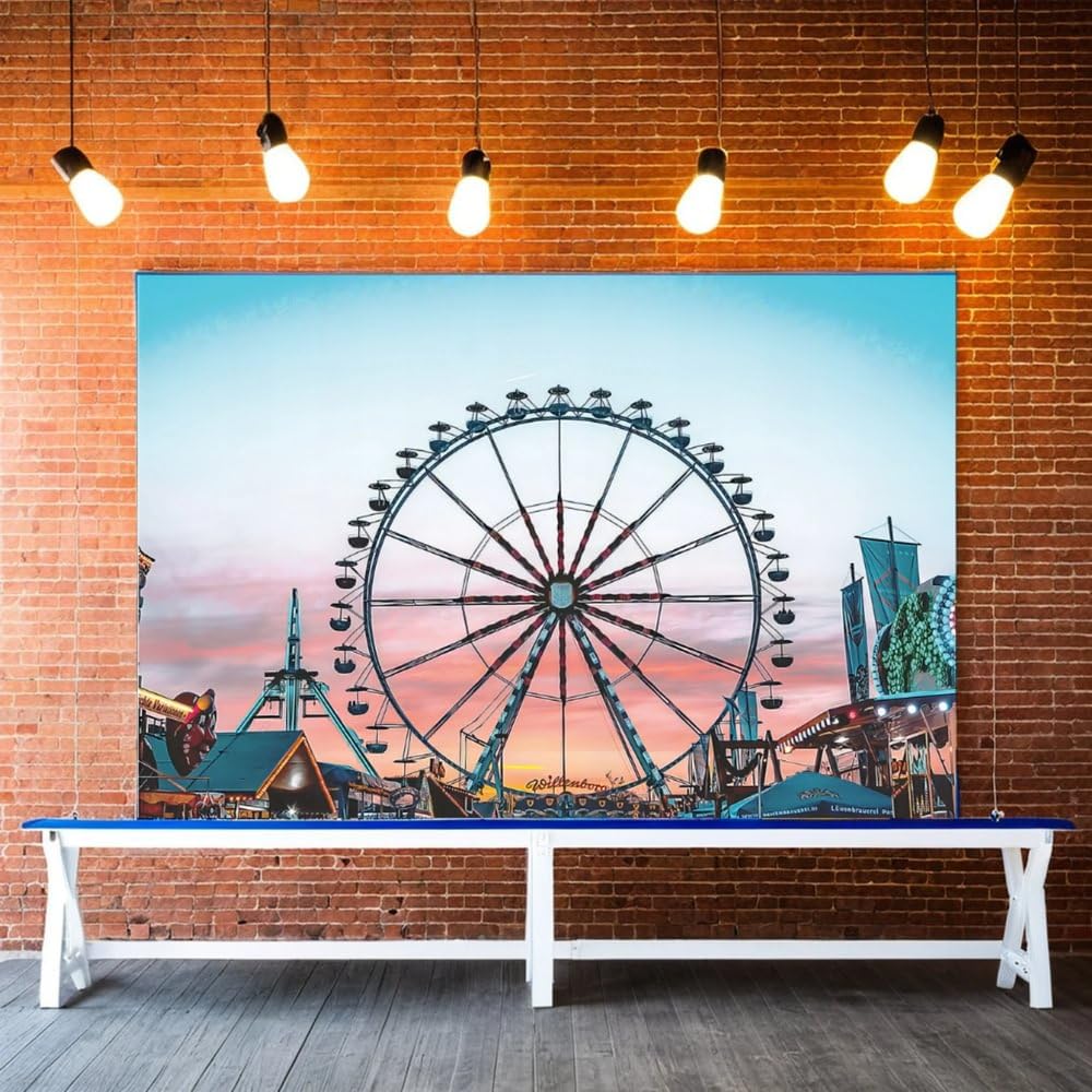 Ferris Wheel Backdrop Banner - 9 feet long - County Fair and Carnival Party Decor