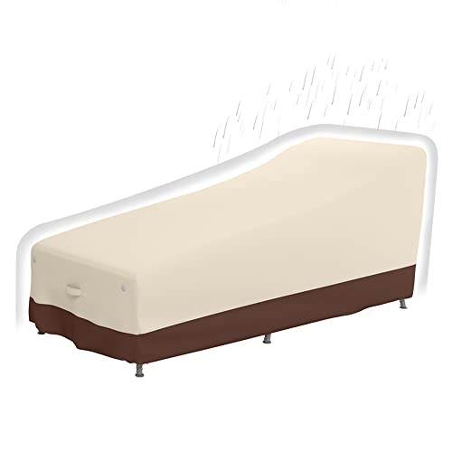 Patio Furniture Covers, Double Wide Chaise Lounge Chair Cover (86 x 36 x 32 Inch) 600D Heavy Duty Outdoor Patio Furniture Cover Chair-Waterproof & Weather Resistant, Anti UV - Beige & Brown