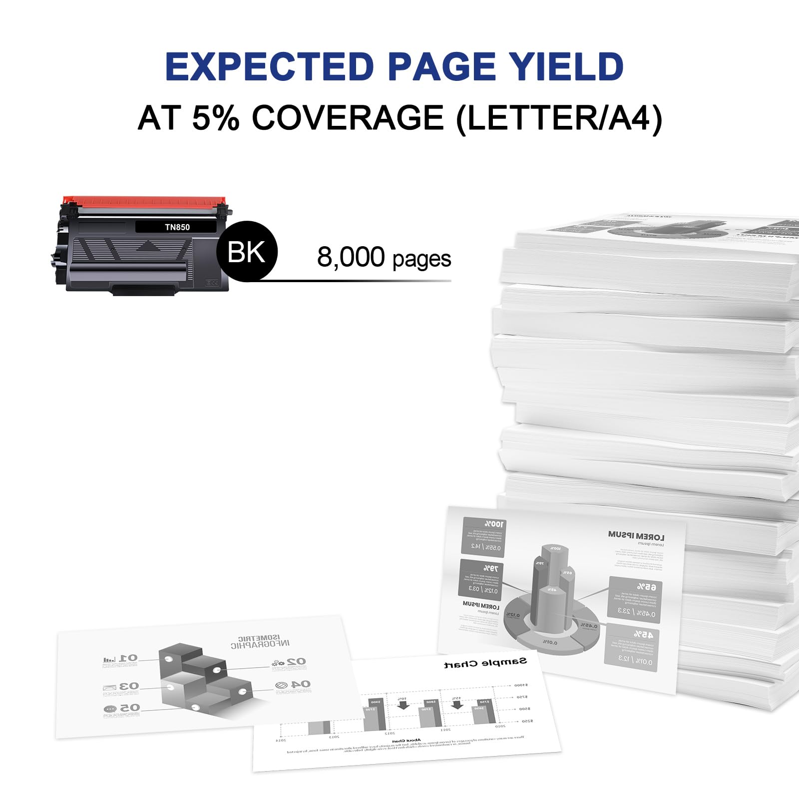 Toner Bank Compatible Toner Cartridge Replacement for Brother TN850 TN-850 TN820 TN-820 TN 850 820 HL-L6200DW MFC-L5700DW MFC-L5850DW HL-L5200DW MFC-L5900DW MFC-L6800DW Printer Black Ink 4-Pack