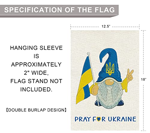 Haustalk Pray for Ukraine Garden Flags Double Sided Ukraine Gnomes Garden Flag Polyester Flag for Yard House Decor 12x18