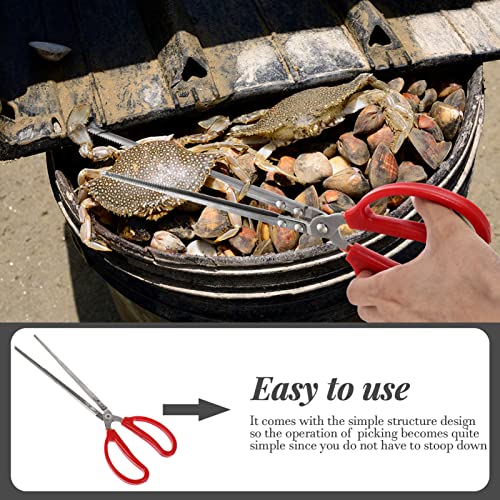 UPKOCH Multi- Steel Garbage Accessory Anti- Pick Slip Tongs Outdoor Style Cooking Garden Function Grilling Crabs BBQ Tool Portable Elderly Stainless Live Nabber Reacher for Trash Crab