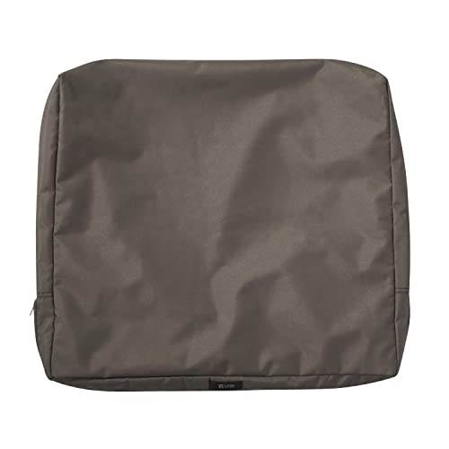 Classic Accessories Ravenna Water-Resistant 23 x 20 x 4 Inch Outdoor Back Cushion Slip Cover, Patio Furniture Cushion Cover, Dark Taupe, Patio Furniture Cushion Covers