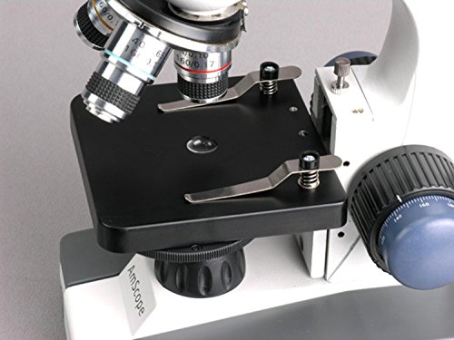 AmScope M150C-PS25 Compound Monocular Microscope, WF10x and WF25x Eyepieces, 40x-1000x Magnification, LED Illumination, Brightfield, Single-Lens Condenser, Coaxial Coarse and Fine Focus, Plain Stage, 110V, Includes Set of 25 Prepared Slides