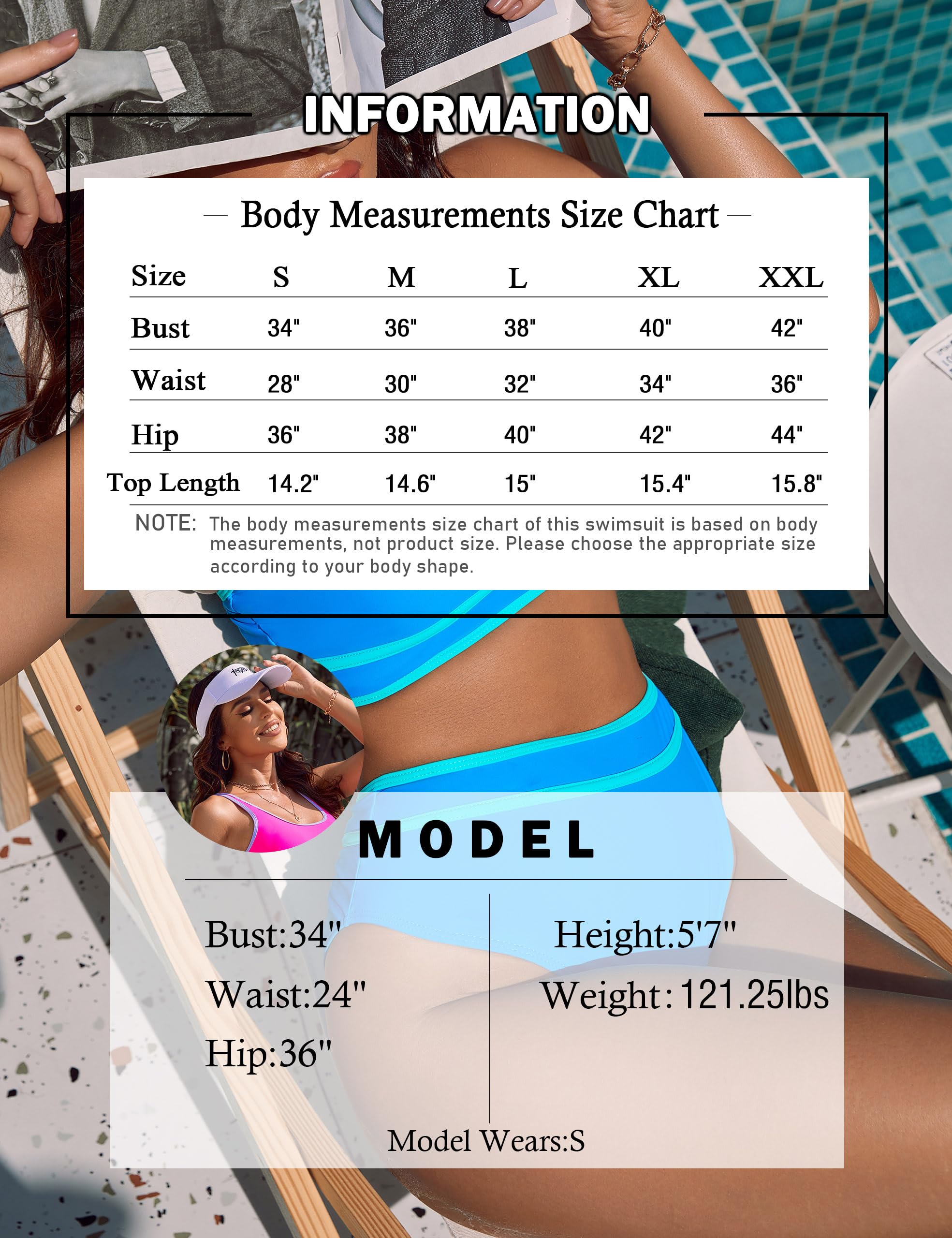 BMJL Women's High Waisted Bikini Sets Sporty Two Piece Swimsuits Color Block Cheeky High Cut Bathing Suits(S,Blue)