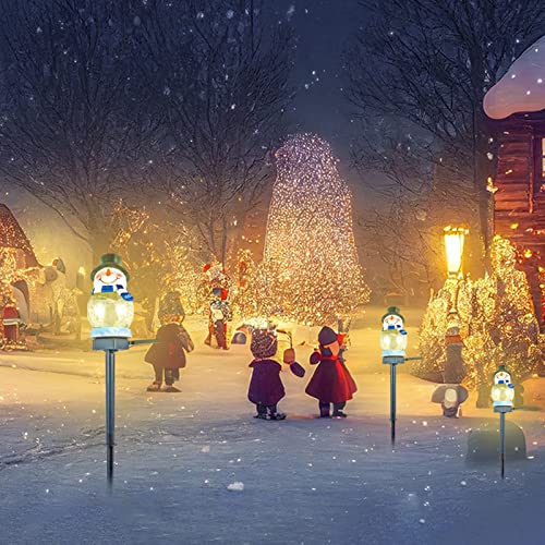 VANLOFE Solar Outdoor Lights with Stake, Solar Garden Santa Claus Snowman Cracked Glass Globe Lights, Waterproof Solar Powered Stake Light for Yard Garden Pathway Christmas Decorations