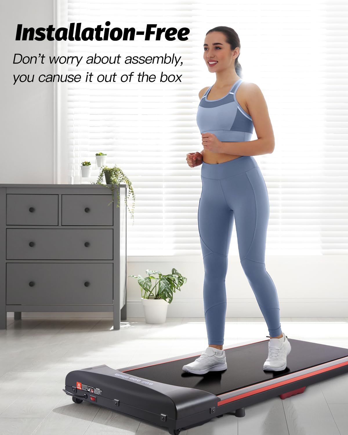Walking Pad, Under Desk Treadmill with Remote Control, LED Display, Wheels, Portable Mini Running Machine for Small Spaces in Home/Office