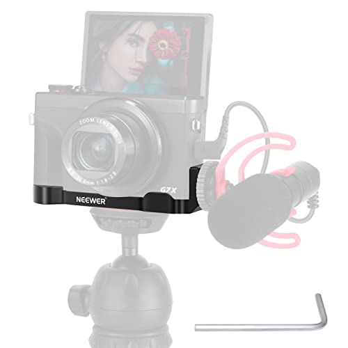 Neewer Metal Bracket Hand Grip Compatible with Canon G7X Mark II & Mark III, Camera Extension Base Plate with 1/4β Tripod Mount, Cold Shoe Mount for Microphone LED Light Vlogging Accessories
