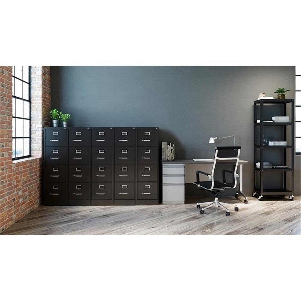 Scranton & Co 4 Drawer 22" Deep Letter File Cabinet in Black, Fully Assembled