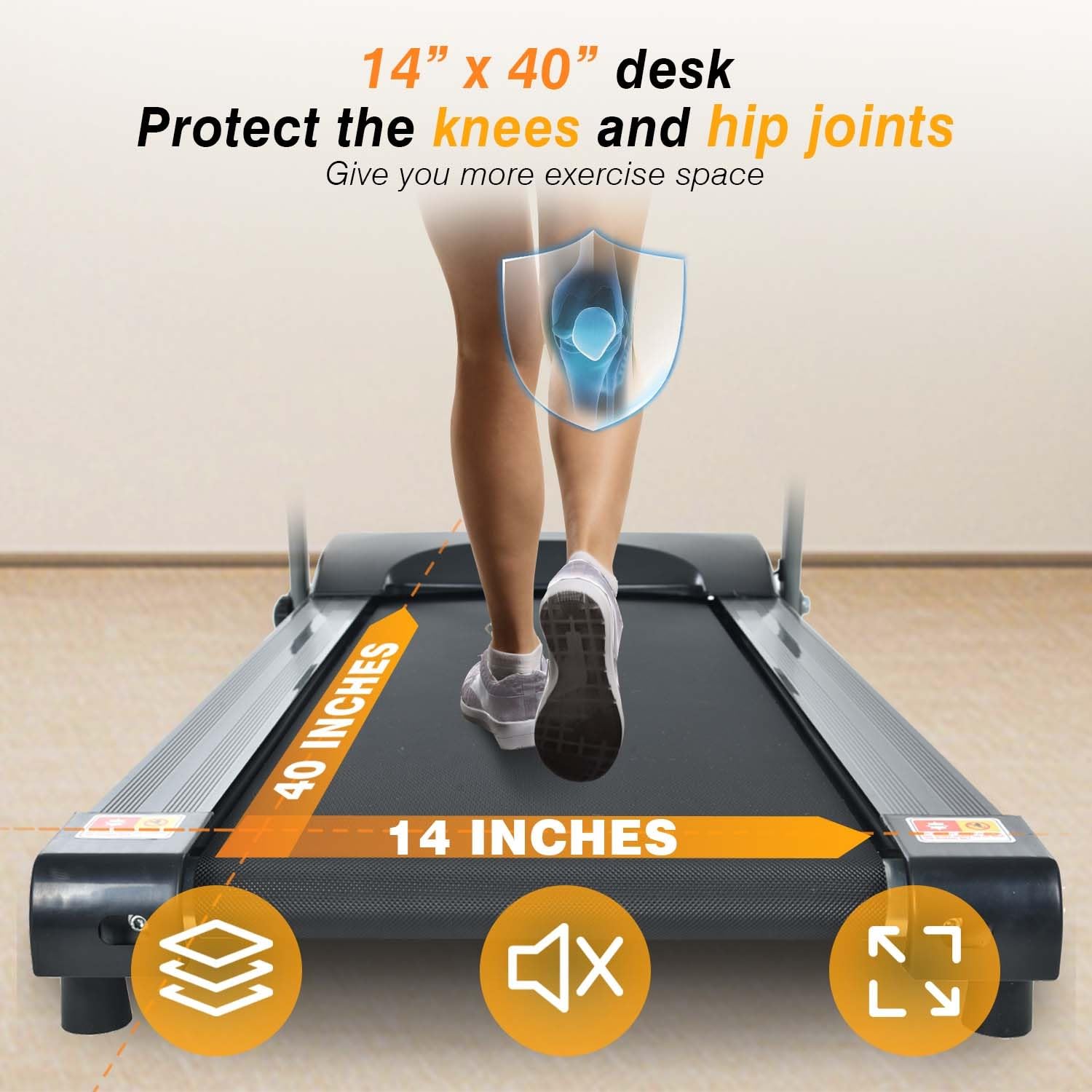 LIVIVOX Under Desk Treadmill,Max 3.5 HP Electric Walking Pad,Folding Treadmill with 300LBS Capacity Designed 2 in 1 Installation-Free Treadmills for Home & Office Small (Ordinary)