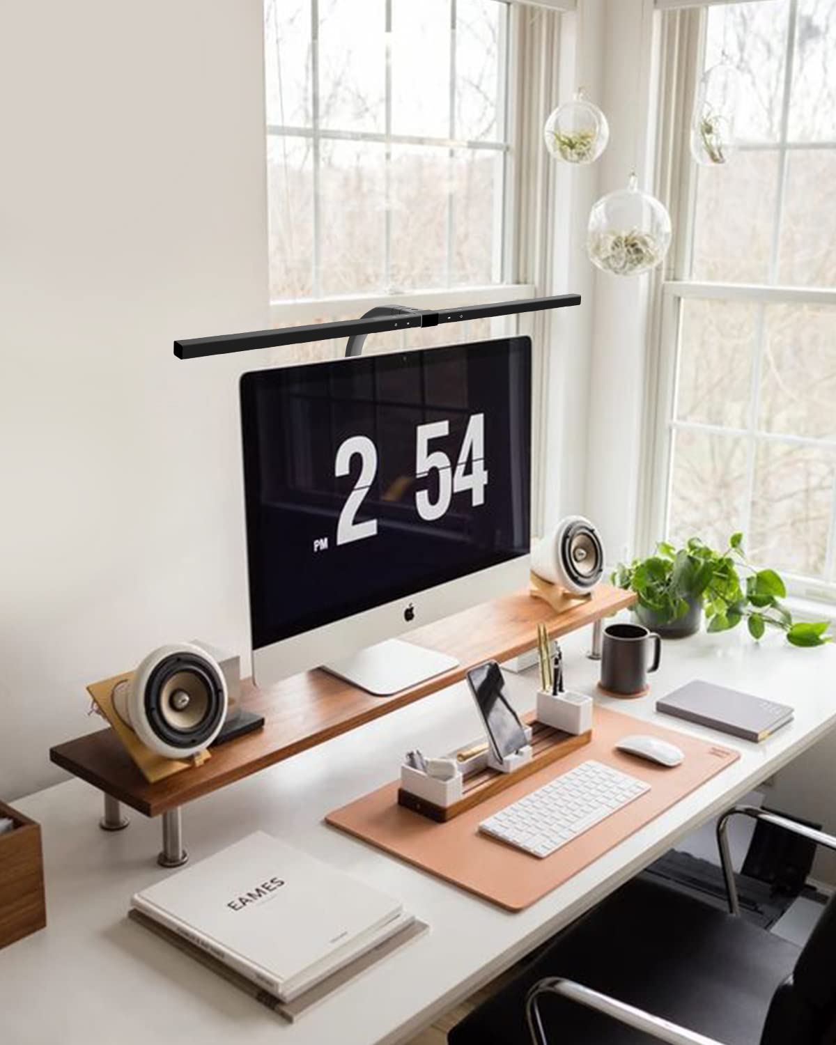 Desk Lamps for Home Office, 24W Extra Bright Architect Desk Lamp with Clamp, 31.5" Wide Modern Black Desk Lights with Auto Dimming Memory Function, Stepless Dimming task lamp for Workbench Monitor