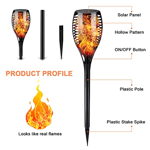 IYUTINA Outdoor Solar Lights for Yard, Torch Lights with Flickering Flame Christmas Decoration Waterproof Patio Backyard Garden Decor Auto On/Off Dusk to Dawn Dancing Fire Lights for Outside, 1 Pack