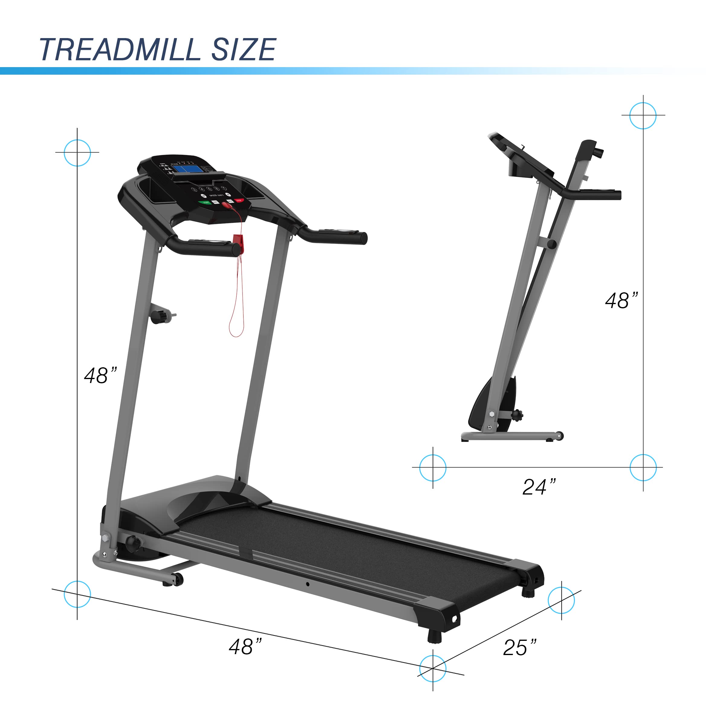 LIVIVOX Under Desk Treadmill,Max 3.5 HP Electric Walking Pad,Folding Treadmill with 300LBS Capacity Designed 2 in 1 Installation-Free Treadmills for Home & Office Small (Ordinary)