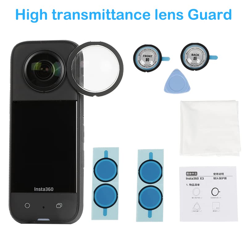 PellKing Accessories kit for Insta360 one X3 Camera,Hard Shell Camera Body case + Sticky Lens Guard + Screen Protective Cover