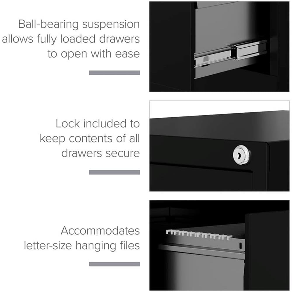 Scranton & Co 4 Drawer 22" Deep Letter File Cabinet in Black, Fully Assembled