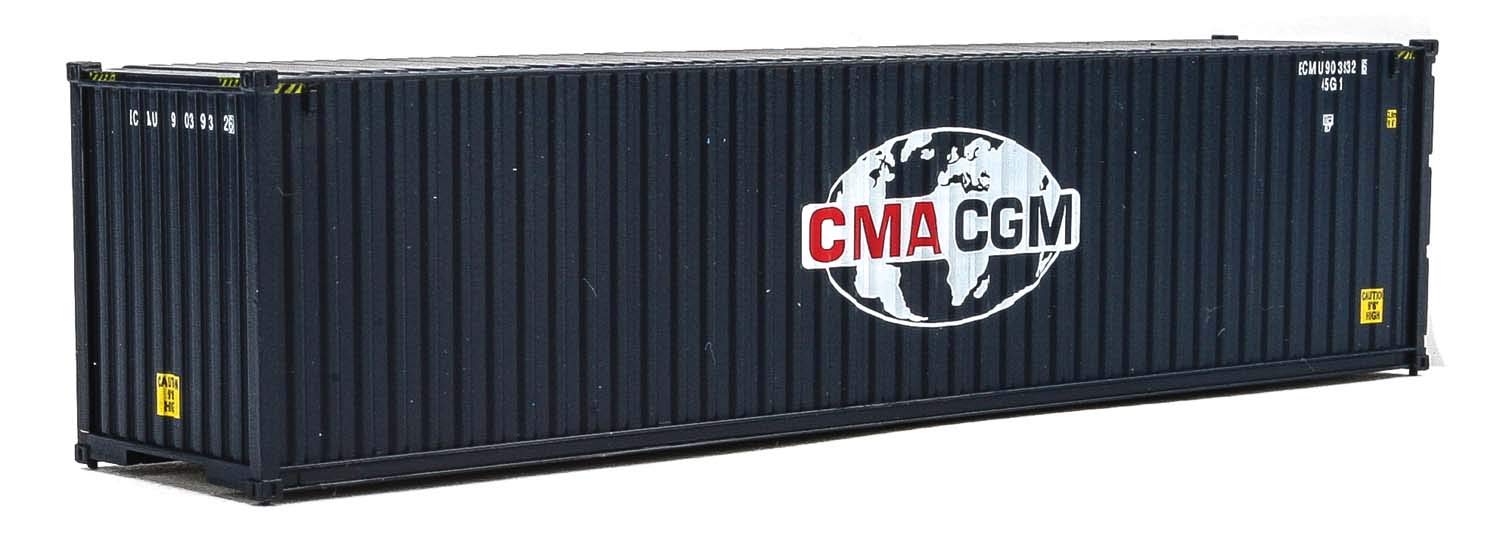 Walthers SceneMaster HO Scale Model of CMA-CGM (Blue, White, Red) 40' Hi Cube Corrugated Side Container (949-8260)