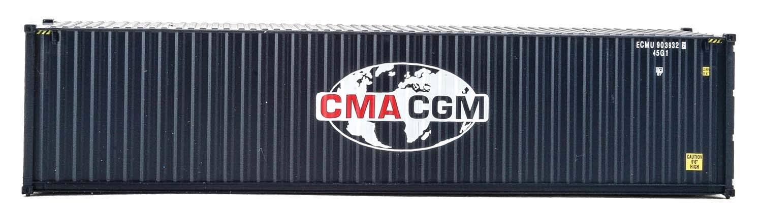Walthers SceneMaster HO Scale Model of CMA-CGM (Blue, White, Red) 40' Hi Cube Corrugated Side Container (949-8260)