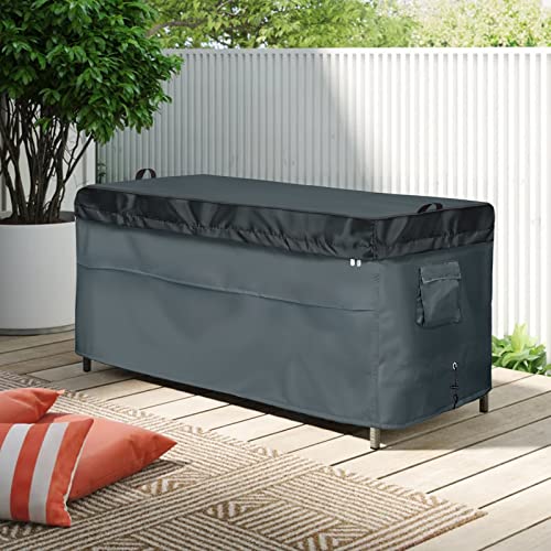 DUSTYPROTE Patio Storage Box Covers, Quick Open Outdoor Deck Boxs Top with Zipper and Pockets Garden Deck Box Covers Waterproof,Storage Container Covers(Gray,52x30x25in)