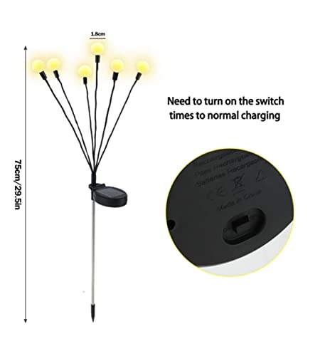 2PC 6LED Swaying Solar Powered Waterproof Lights, Garden Lights, Garden Decor, Lawn Decoration, Flower Lighting