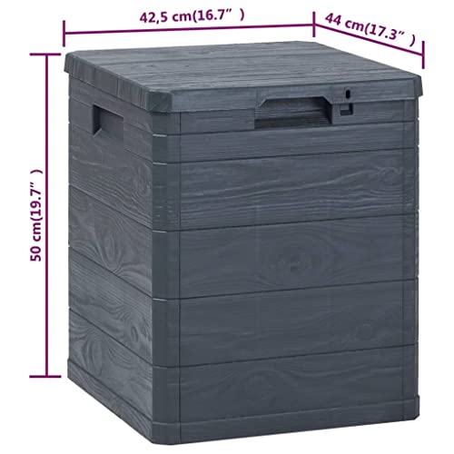 INLIFE Garden Storage Deck Box,Plastic Lockable Garden Container Cabinet Toolbox for Patio, Lawn, Poolside, Backyard Outdoor Anthracite 16.7"x17.3"x19.7"(WxDxH)(23.8 Gal)