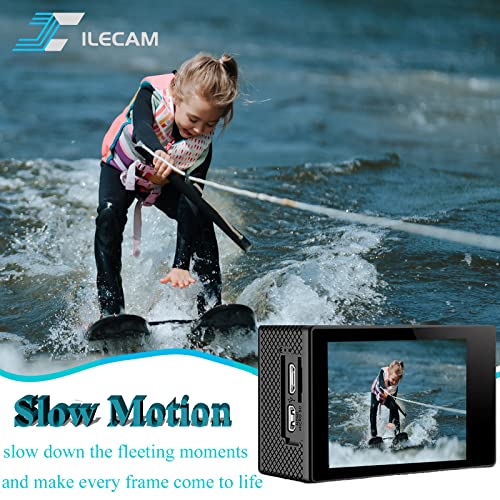 Xilecam 4K Action Camera, 4K/30FPS, WiFi Action Camera, Waterproof Camera Underwater 98ft,170 Degree Wide Angle Sports Camera,2*Battery and Multifunctional Accessories Package (4K30fps)
