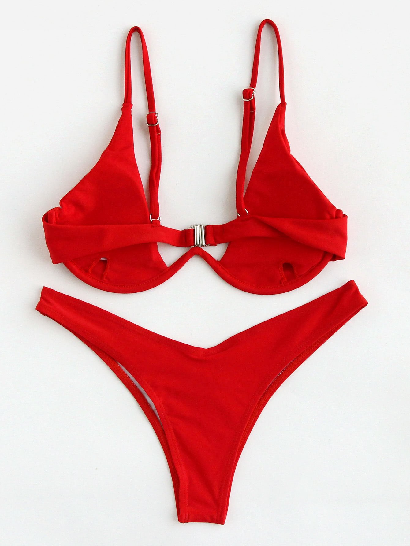 Verdusa Women's Sexy Triangle Bathing Two Pieces Swimsuit Bikini Set Red S
