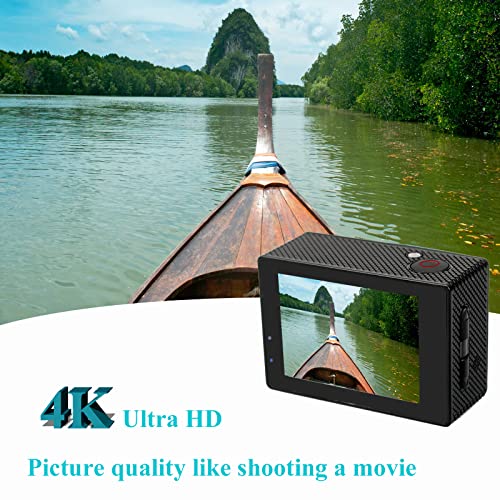 Xilecam 4K Action Camera, 4K/30FPS, WiFi Action Camera, Waterproof Camera Underwater 98ft,170 Degree Wide Angle Sports Camera,2*Battery and Multifunctional Accessories Package (4K30fps)