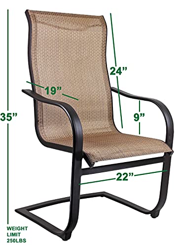 Garden Elements Outdoor Bellevue Metal Patio Chair, Brown (2, Spring Chair)